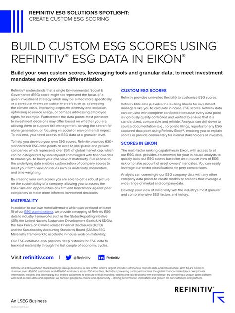 Build Custom Esg Scores Using Esg Data In Eikon Pdf Business Economies