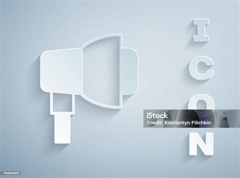 회색 배경에 격리 된 소프트 박스 아이콘에 종이 컷 스튜디오 전구 그림자 반사 디자인 종이 아트 스타일 벡터 3차원 형태에 대한 스톡 벡터 아트 및 기타 이미지 Istock