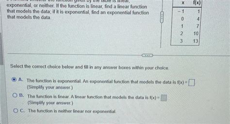 solved exponential or neither if the function is linear