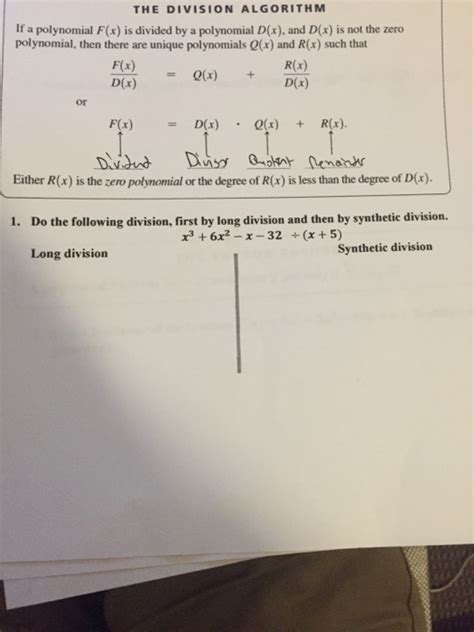 Solved The Division Algorithm If A Polynomial F X Is