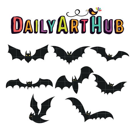 Spooky Bats Clip Art Set Daily Art Hub Graphics Alphabets And Svg