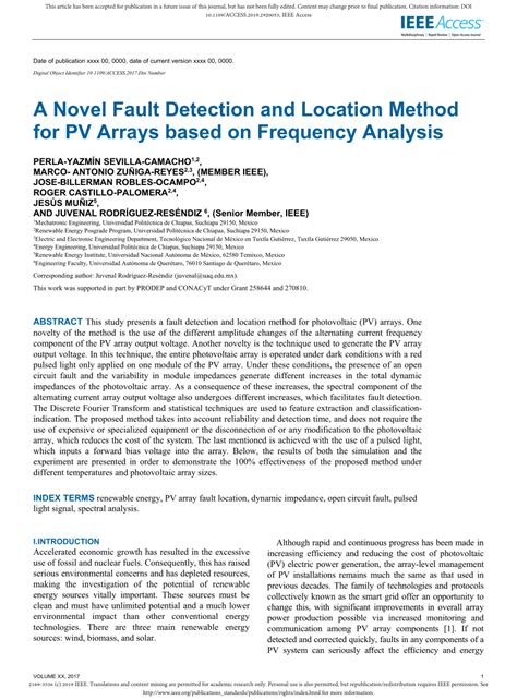Pdf A Novel Fault Detection And Location Method For Pv Arrays Based
