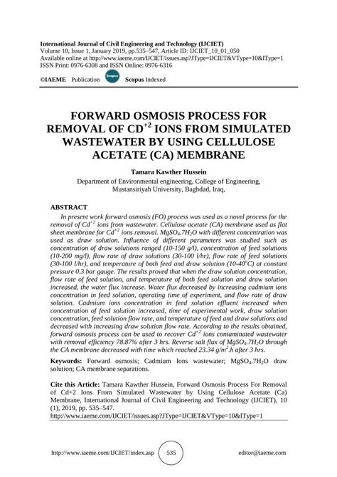 Pdf Forward Osmosis Process For€¦ · With Removal Efficiency 78 87 After 3 Hrs Reverse Salt