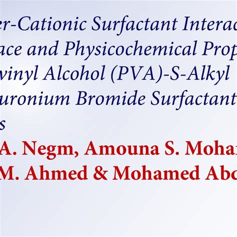 Pdf Polymer Cationic Surfactant Interaction 1 Surface And