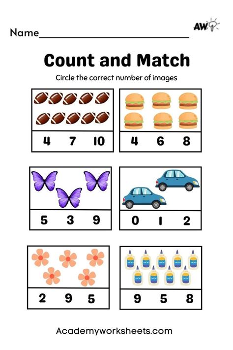 The Best Matching Numbers With Objects 1 10 For Pre K And Kindergarten Kindergarten