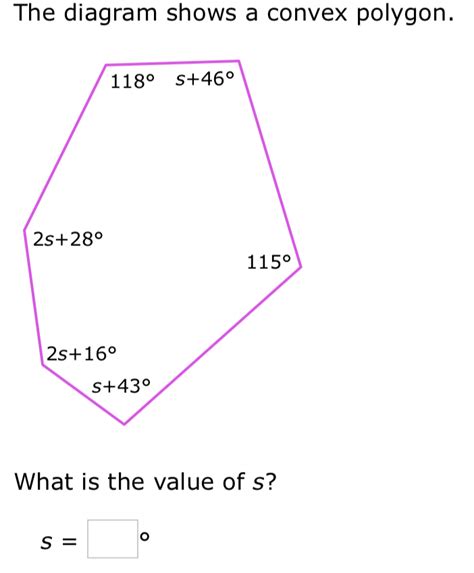 Solved The Diagram Shows A Convex Polygon What Is The Value Of S S Geometry