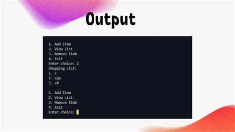 Presentation On Shopping List Management Using C Language Pptx