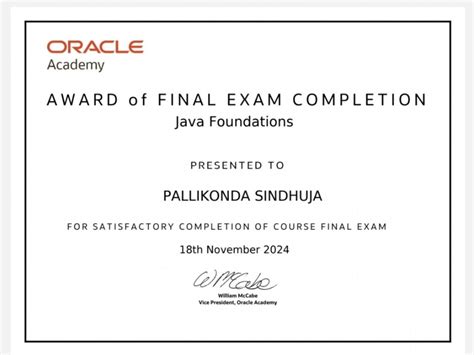 Sindhuja Pallikonda On Linkedin Oracleacademy Taskacademy