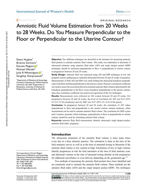 Pdf Amniotic Fluid Volume Estimation From 20 Weeks To 28 Weeks Do