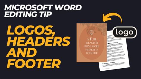 Microsoft Word How To Add Logos Headers And Footers Youtube