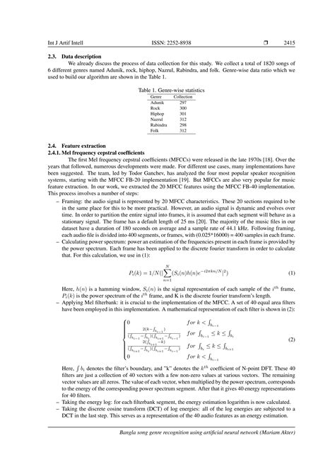 Bangla Song Genre Recognition Using Artificial Neural Network Pdf