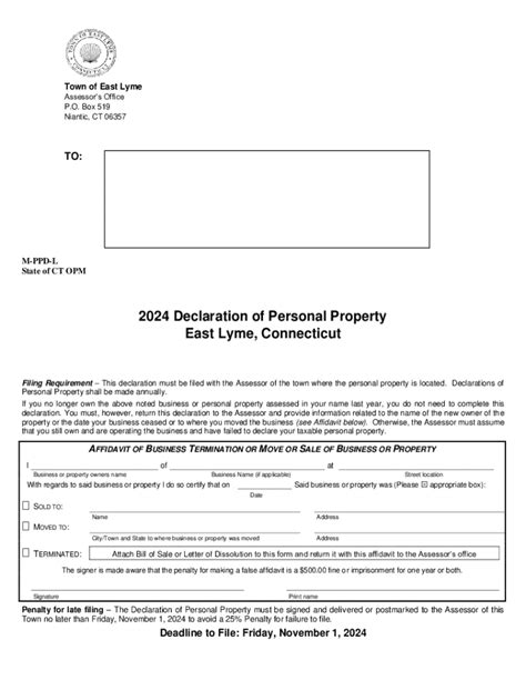 Fillable Online 2024 Declaration Of Personal Property Motor Vehicle