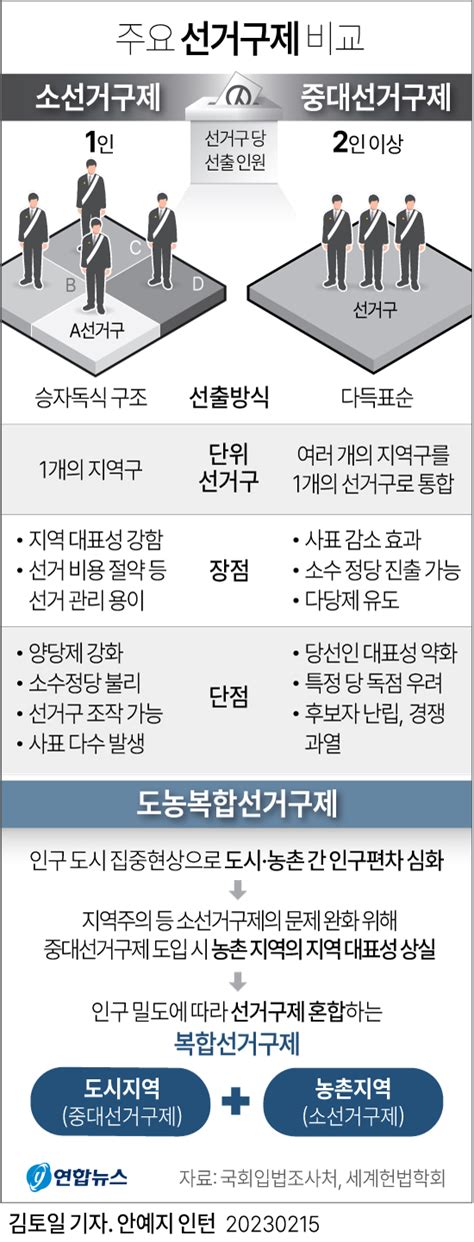 그래픽 주요 선거구제 비교 연합뉴스