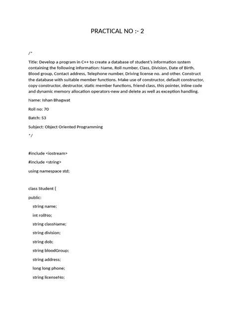 Practical No 2 Pdf Constructor Object Oriented Programming Programming