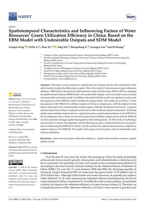 Pdf Spatiotemporal Characteristics And Influencing Factors Of Water Resources Green