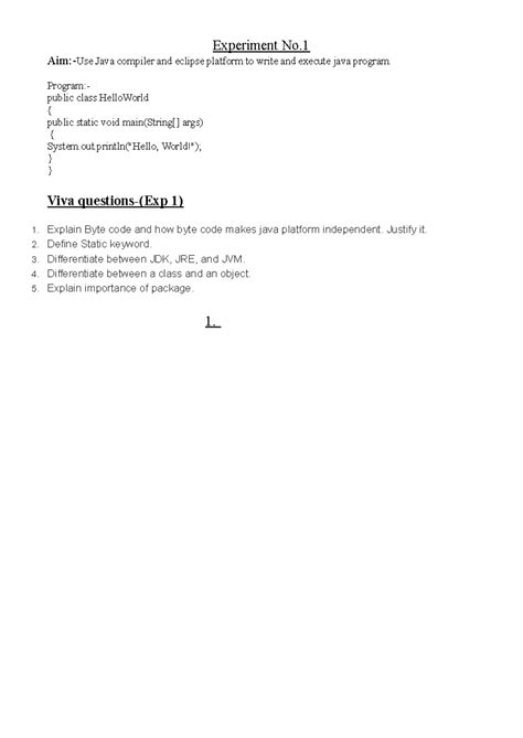 Btech 4th Sem Oops With Java Lab Experiment No Aim Use Java
