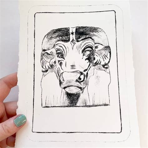 Cow Drypoint Print A5 Size Folksy