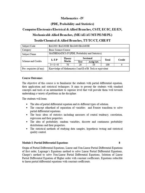 Mathematics Iv Pdf Partial Differential Equation Statistics