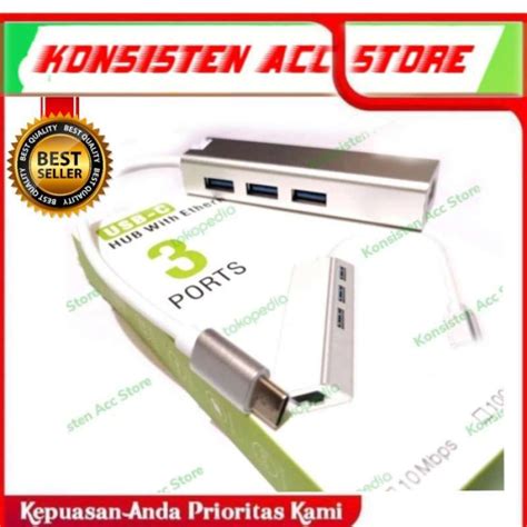 Promo Usb Type C Gigabit Lan Adapter Rj45 With 3 Port Usb Hub 30
