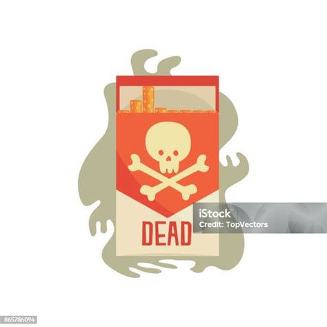 두개골 나쁜 습관 니코틴 중독 만화 벡터 일러스트 레이 션과 담배의 빨간 팩 개념에 대한 스톡 벡터 아트 및 기타 이미지 개념 담배 담뱃갑 Istock