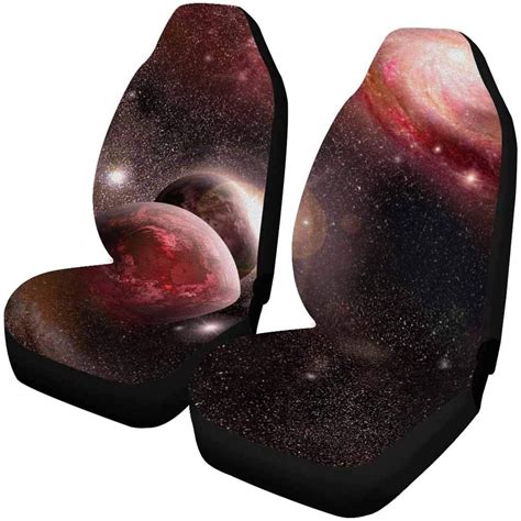 Zhanzzk Set Of 2 Car Seat Covers Pcs Planets Nebula Galaxy Stars