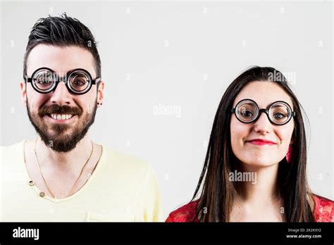Nerd Couple Made By A Nerd Man And Nerd Woman Stock Photo Alamy