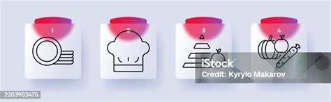 요리 세트 아이콘입니다 접시 요리사 모자 음식 피라미드 야채 영양 요리 주방 식사 신선한 재료 건강한 식생활 식사 준비 레스토랑 균형 잡힌 식단 건강한 생활방식에 대한 스톡