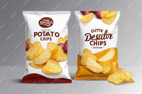 Premium Photo Realistic Vector Design Potato Chips Packaging Template