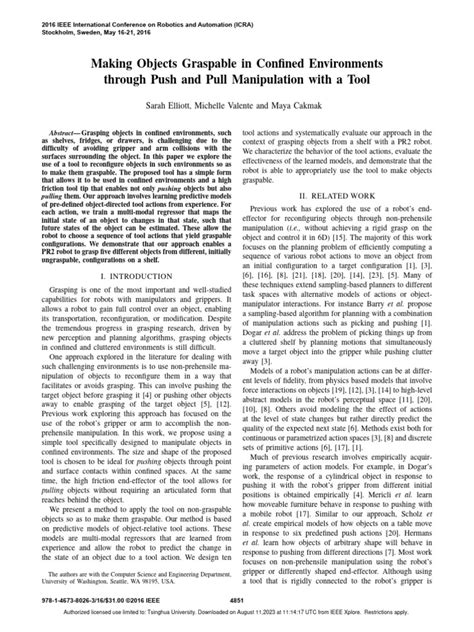 Making Objects Graspable In Confined Environments Through Push And Pull