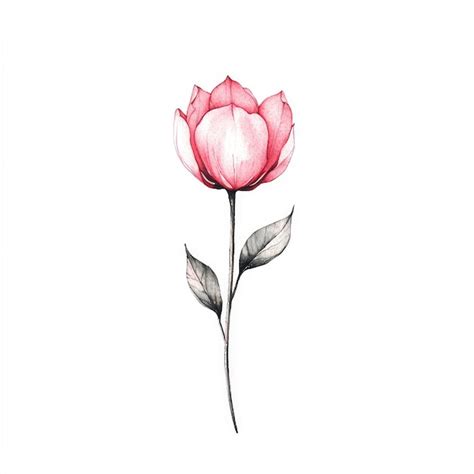 Single Pink Flower Illustration Premium Ai Generated Image