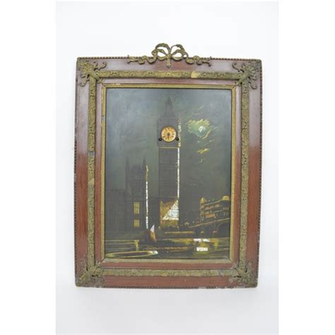 Edwardian Picture Clock Nighttime Scene Of Big Ben And Houses Of