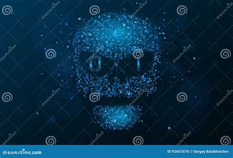 Hacking System An Abstract Luminous Skull Of Blue Color From A Binary Code The Data Is Under