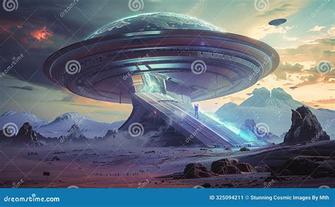 A Spaceship Staircase For Spacecraft Entrance And Exit Stock Illustration Illustration Of Ufos