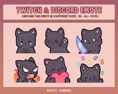 Cat Emote Pack For Twitch Discord Youtube High Quality Emotes Pack