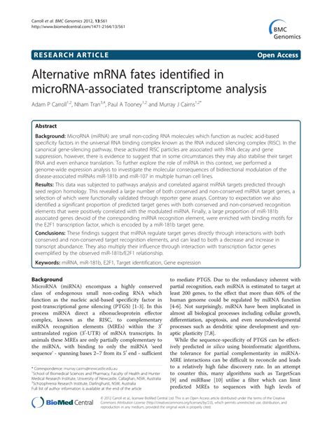 Pdf Alternative Mrna Fates Identified In Microrna Associated