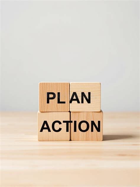 A Stack Of Wooden Blocks With The Words Plan Action Written On Them
