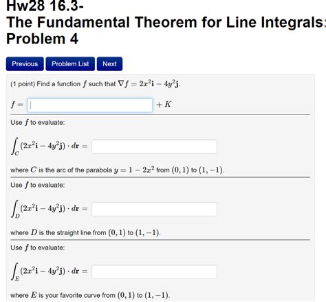 Solved Hw28 163 The Fundamental Theorem For Line Integrals