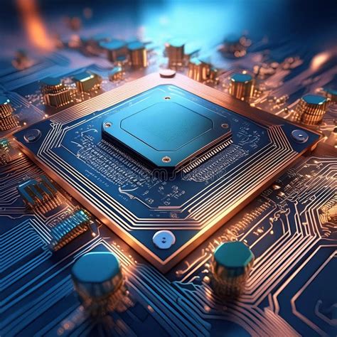 Chip Microchip Electronic Circuit Board Close Up Central Computer