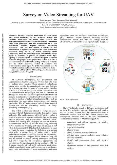 Pdf Survey On Video Streaming For Uav