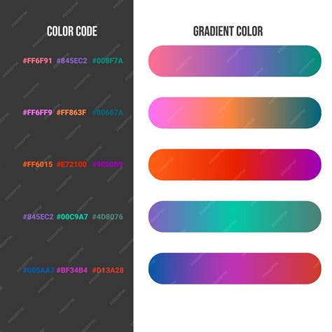 Premium Vector 5 Different Gradient Color Palette