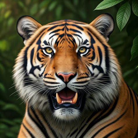 Magnificent Close Up Of A Bengal Tiger In Its Jungle Habitat Stock