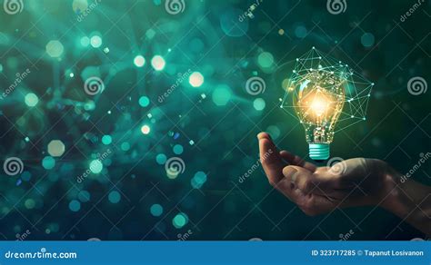 Hand Holding Light Bulb With Digital Network Concept Stock Illustration