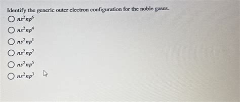 Solved Identify The Generic Outer Electron Configuration For