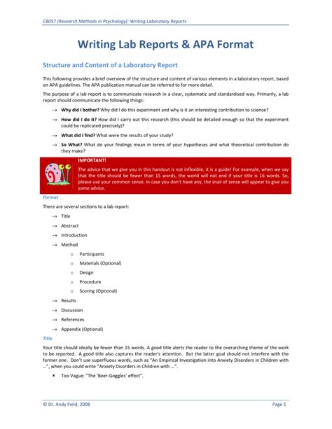 Analytical Essay Apa Lab Report Format