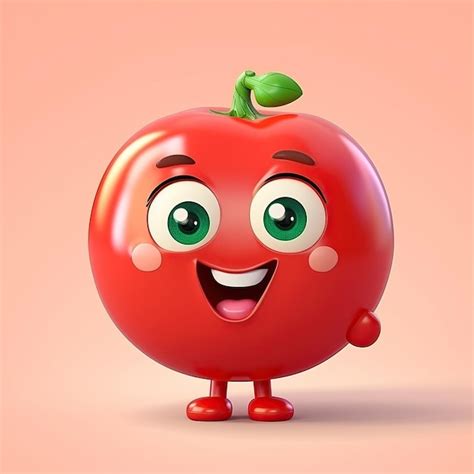 Premium Ai Image Cute Red Apple Sweet Smile Isolated 3d Render Style Ai Generated