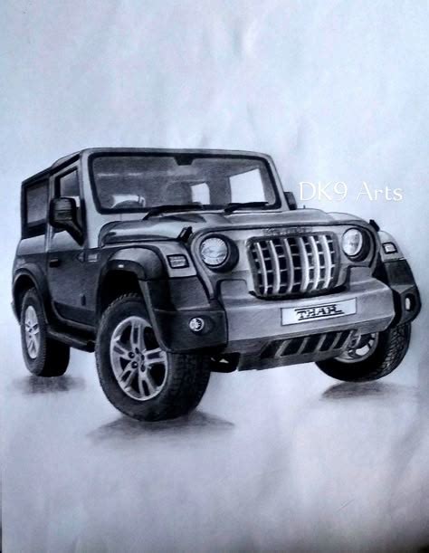Thar Car Drawing Sketch