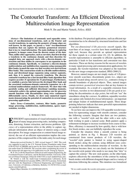 Pdf The Contourlet Transform An Efficient Directional Multiresolution Image Representation