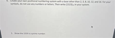 Solved Create Your Own Positional Numbering System With A