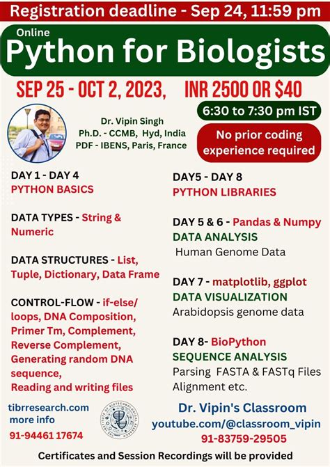 Dr Vipin Singh On Linkedin Pythonforbiologists Drvipinsworkshop Biologistsmustcode