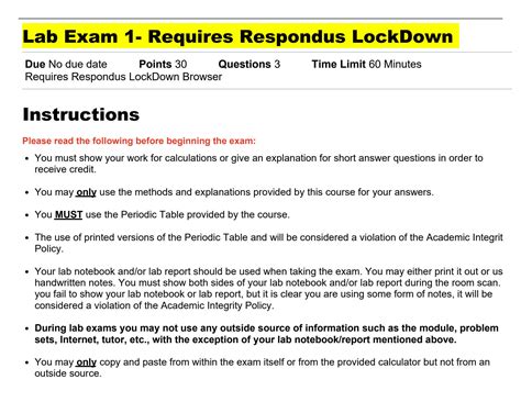 Solution Lab Exam 1 Requires Respondus Lockdown Browser General Chemistry I W Lab 2021 Schiren